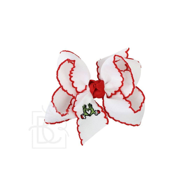 EMBROIDERED GRINCH HEART CROCHET EDGE HAIR BOWS – Tribute Clothing Co